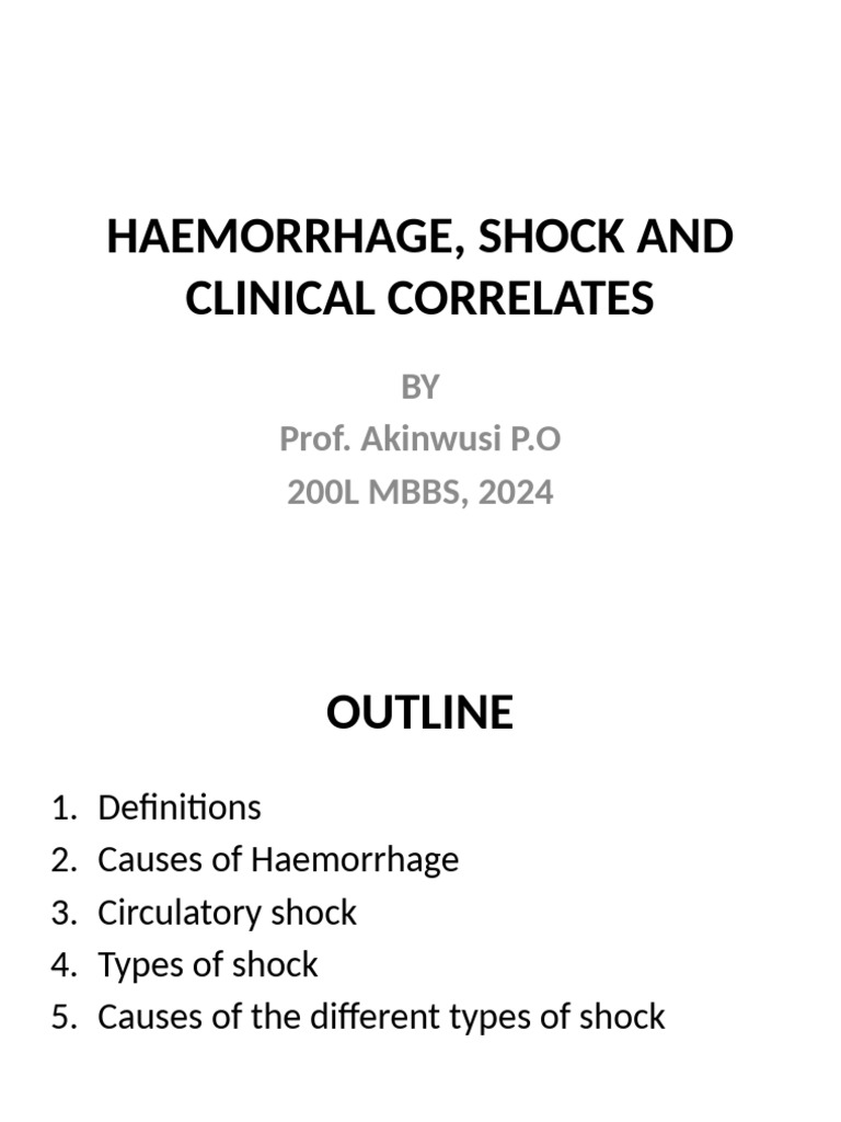 Haemorrhage and Shock | PDF | Shock (Circulatory) | Diseases And Disorders
