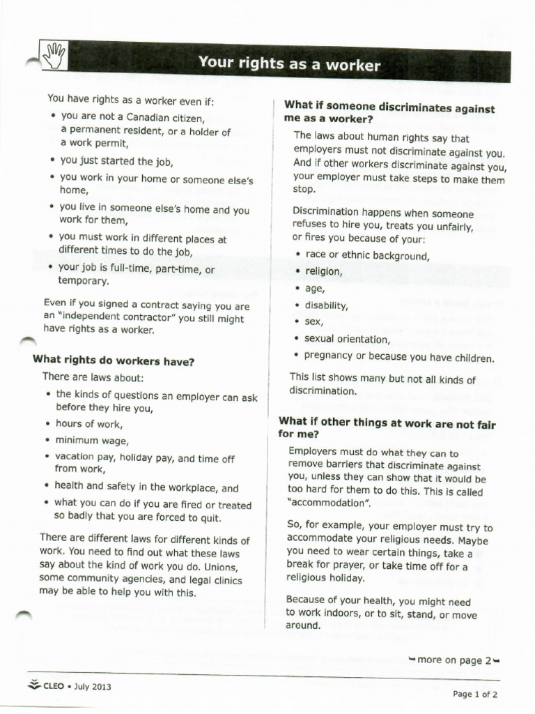Your Rights As A Worker | PDF