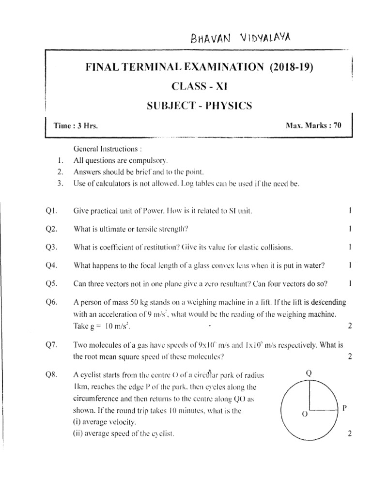 Bhavan Vidyalaya 1 | PDF