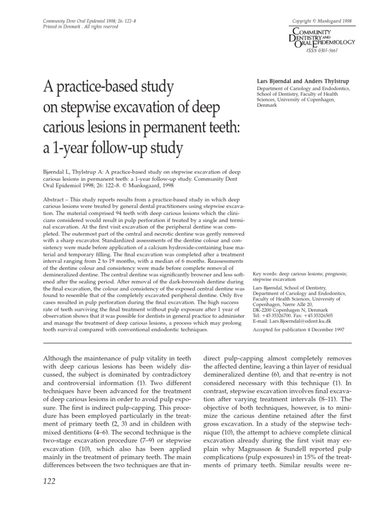 Comm Dent Oral Epid - 2007 - Bjørndal - A Practice Based Study On ...