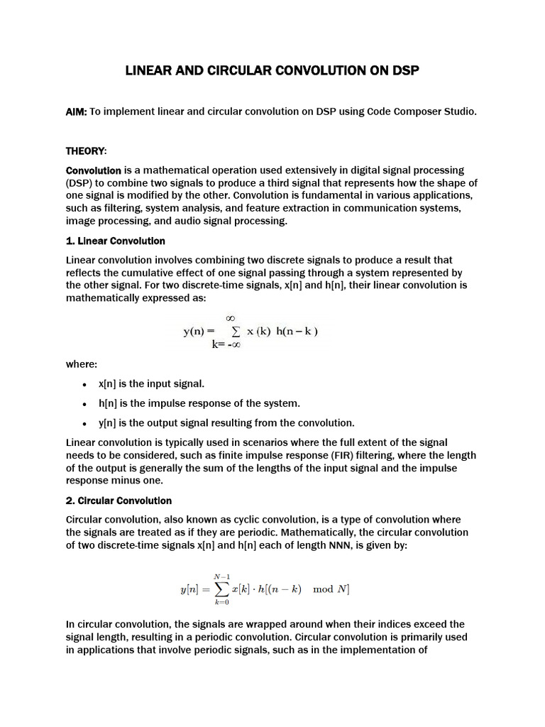 Linear and Circular Convolution On 1 | PDF