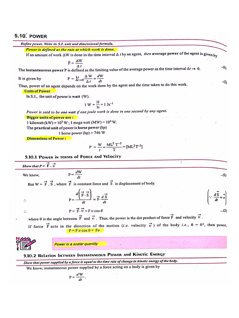 Ch-05 11th Power and Potential Energy | PDF