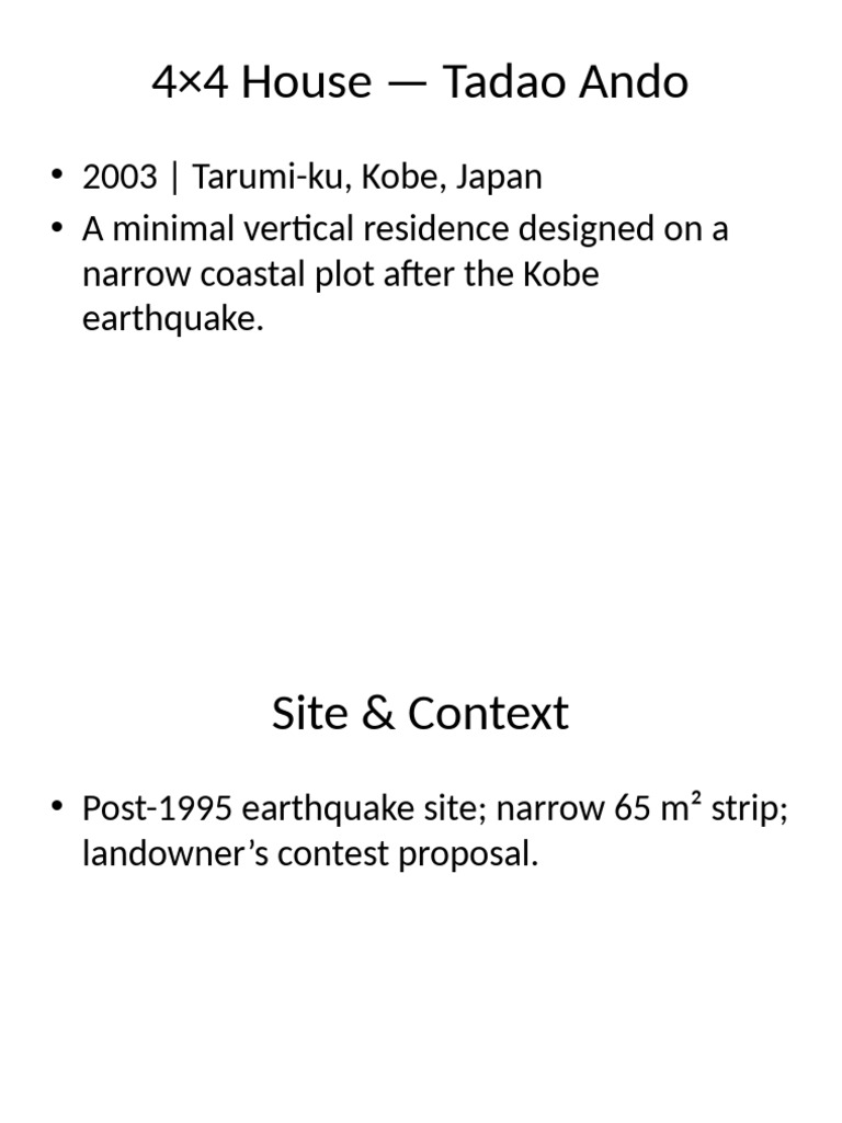 Tadao Ando's 4x4 House Design | PDF