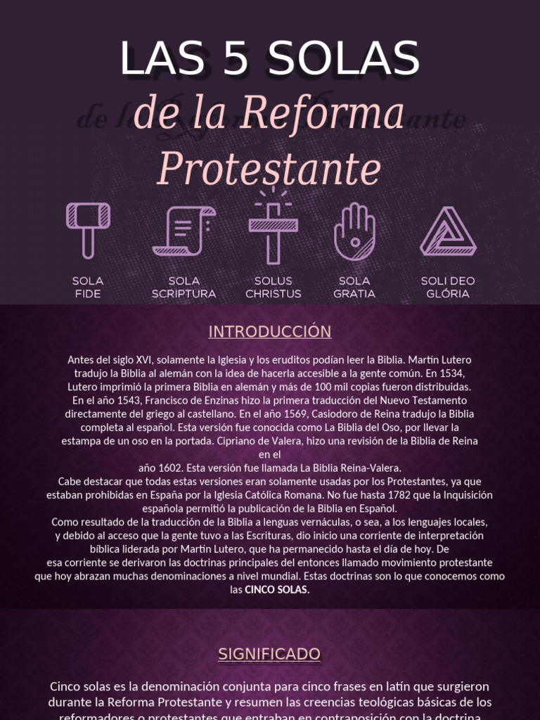 Las 5 Solas de la Reforma Protestante | PDF | Sola Fide | Biblia