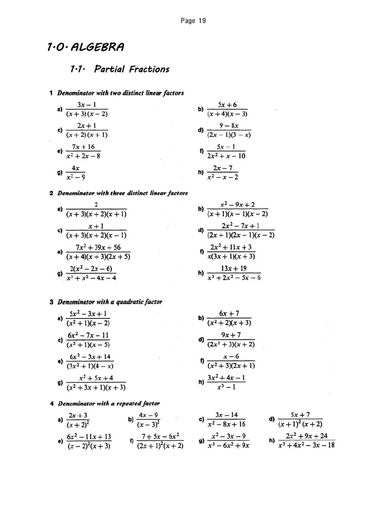 Partial Fractions Exercise | PDF
