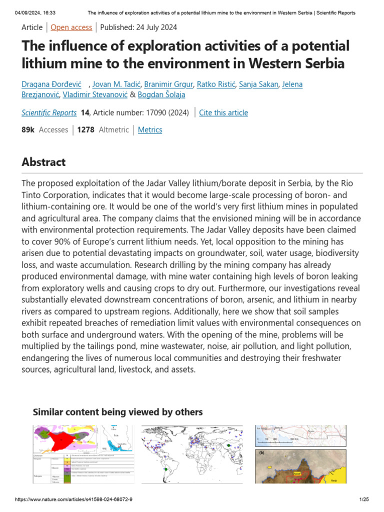 The Influence of Exploration Activities of A Potential Lithium Mine To ...