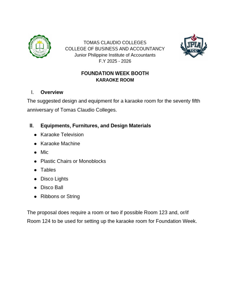 Karaoke Room Proposal | PDF