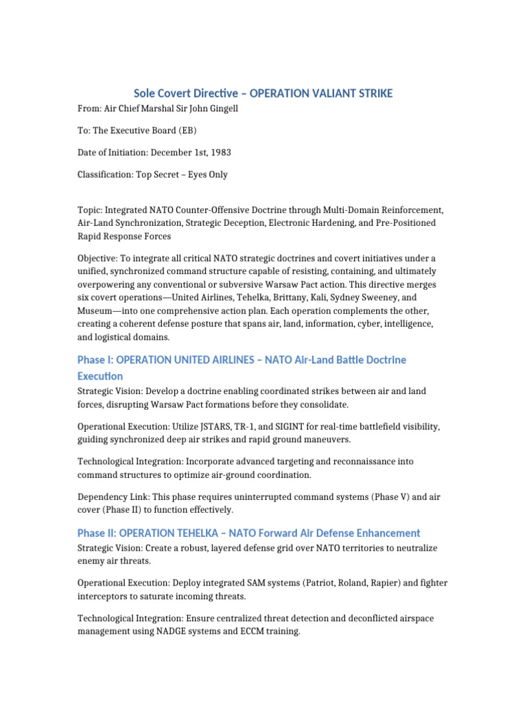 Operation Valiant Strike Directive | PDF | Military Intelligence ...
