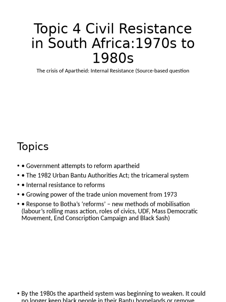 Apartheid Resistance in 1980s South Africa | PDF | Apartheid | Africa