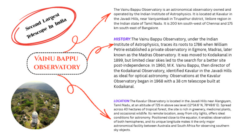 Ond La Rge ST Ope in in Dia: Vainu Bappu Observatory | PDF