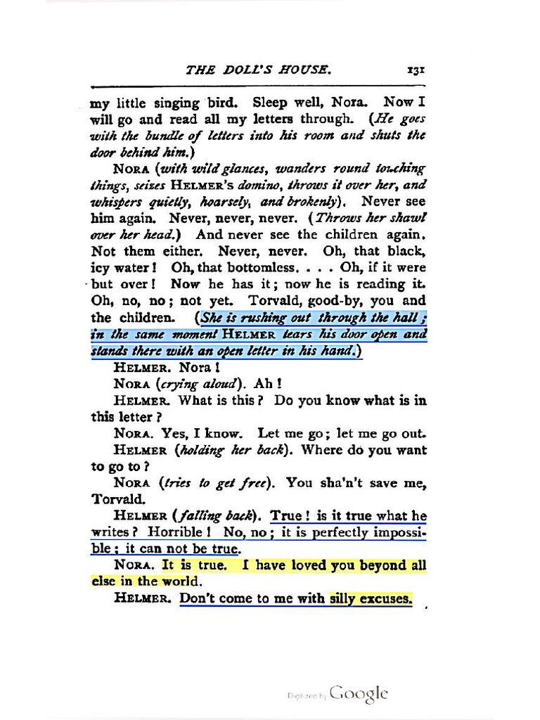 Doll's House. Reading Assignment | PDF