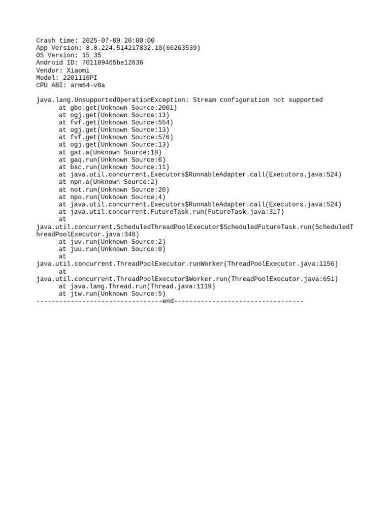 Xiaomi App Crash Report: Unsupported Stream | PDF
