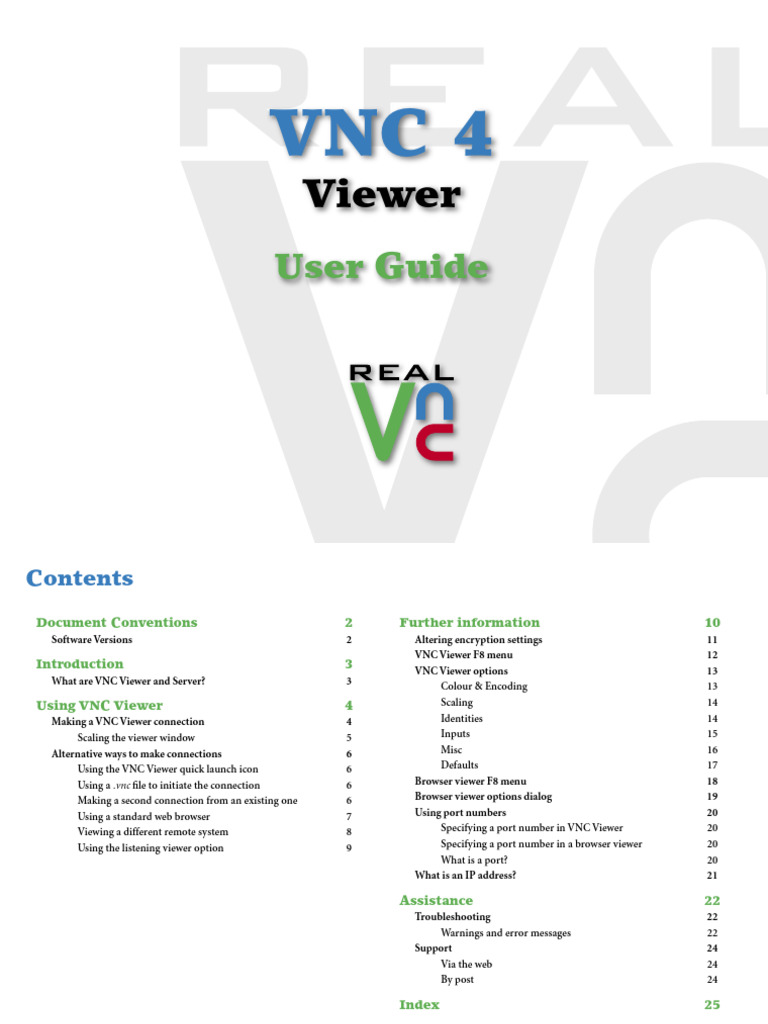 VNC Viewer 4 User Guide | PDF | Port (Computer Networking) | Display ...