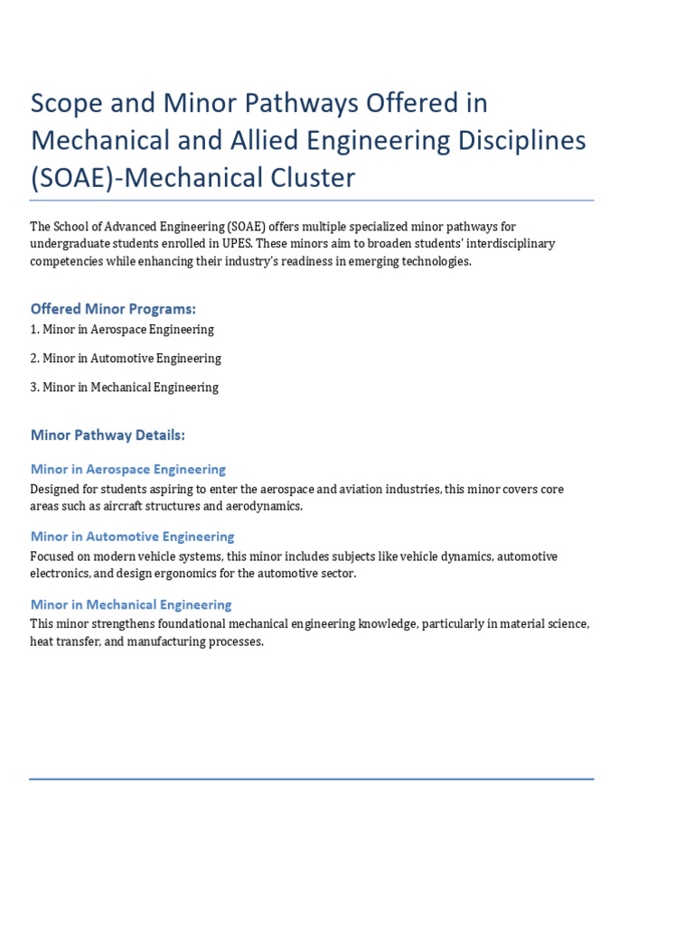 Minor Pathways in Mechanical Engineering | PDF | Engineering ...