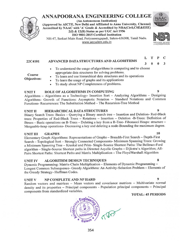 22c4101-Advanced Data Structures and Algorithms | PDF