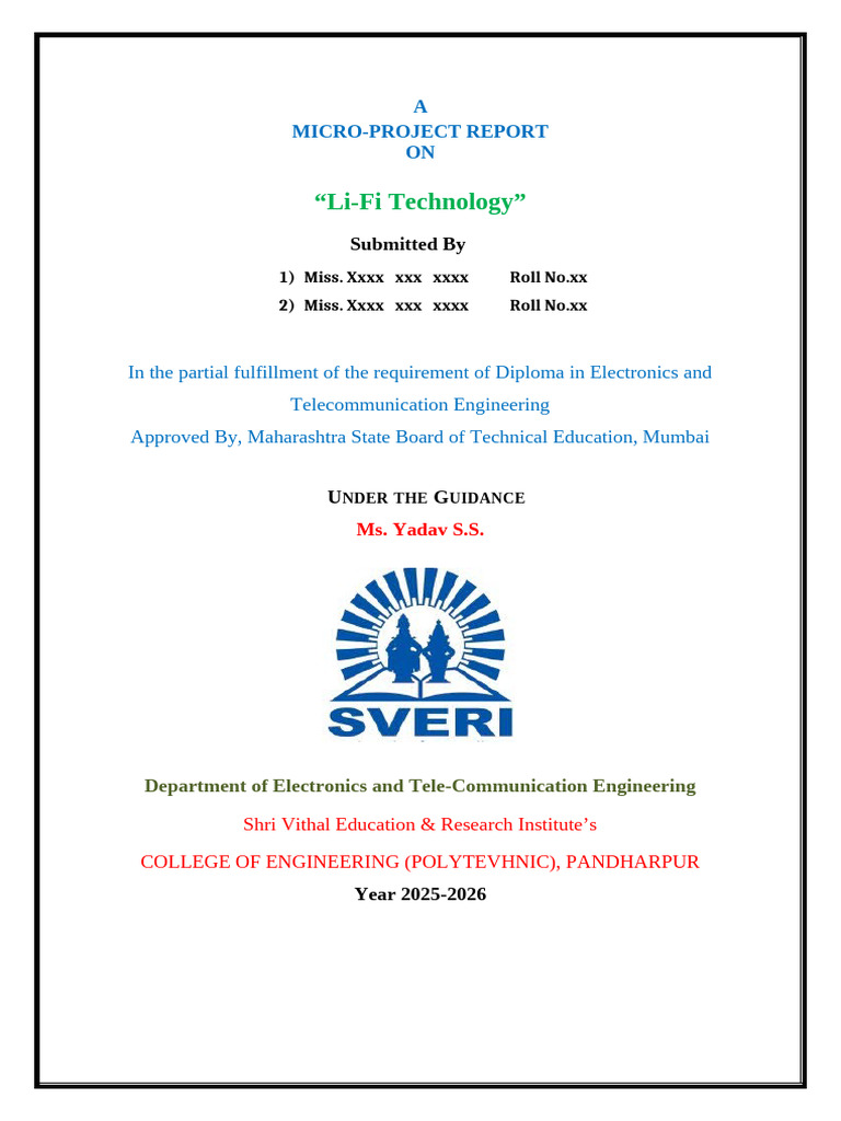 Micro-Project Report Format | PDF | Electromagnetic Spectrum | Service ...