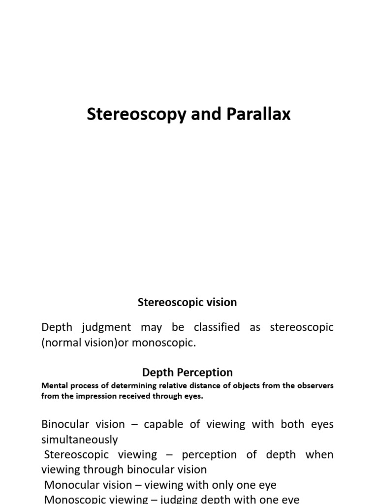 Understanding Stereoscopy and Parallax | PDF
