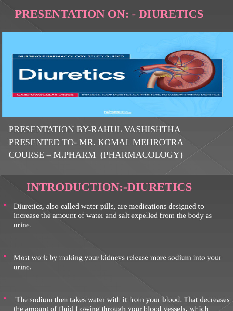 Overview of Diuretics in Pharmacology | PDF