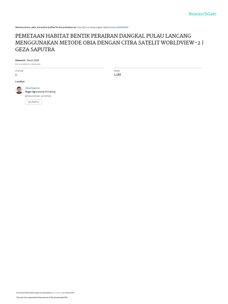 Pemetaan Habitat Bentik Pulau Lancang | PDF
