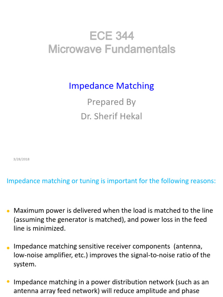 Lect 05 Impedance Matching - Part01 | PDF | Electrical Impedance | Computer Engineering