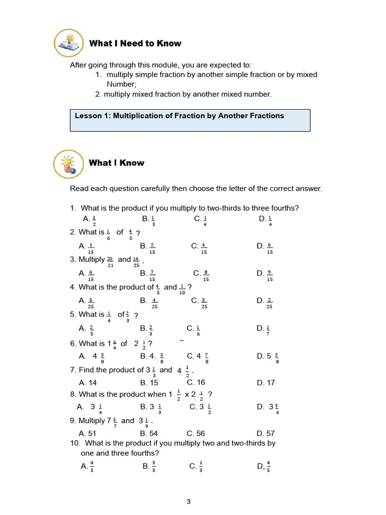 Math - gr6 - qtr1 Module 3 (16 Pages) | PDF | Discrete Mathematics ...