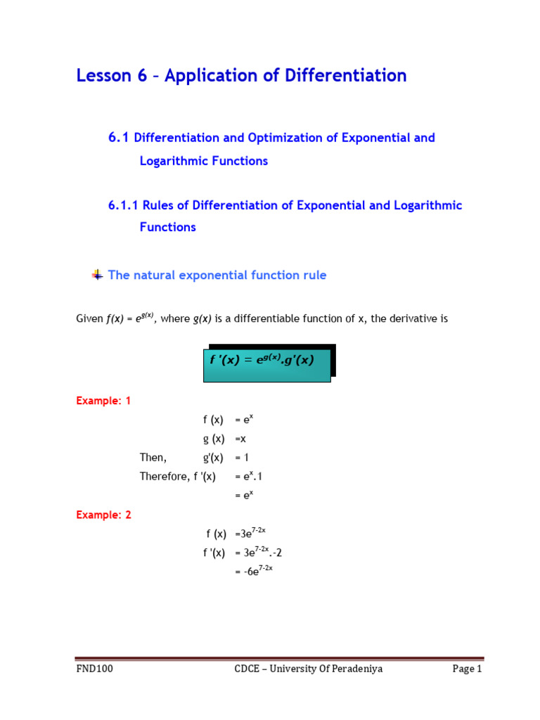 Application of Differentiation | PDF | Mathematical Optimization | Mathematical Analysis