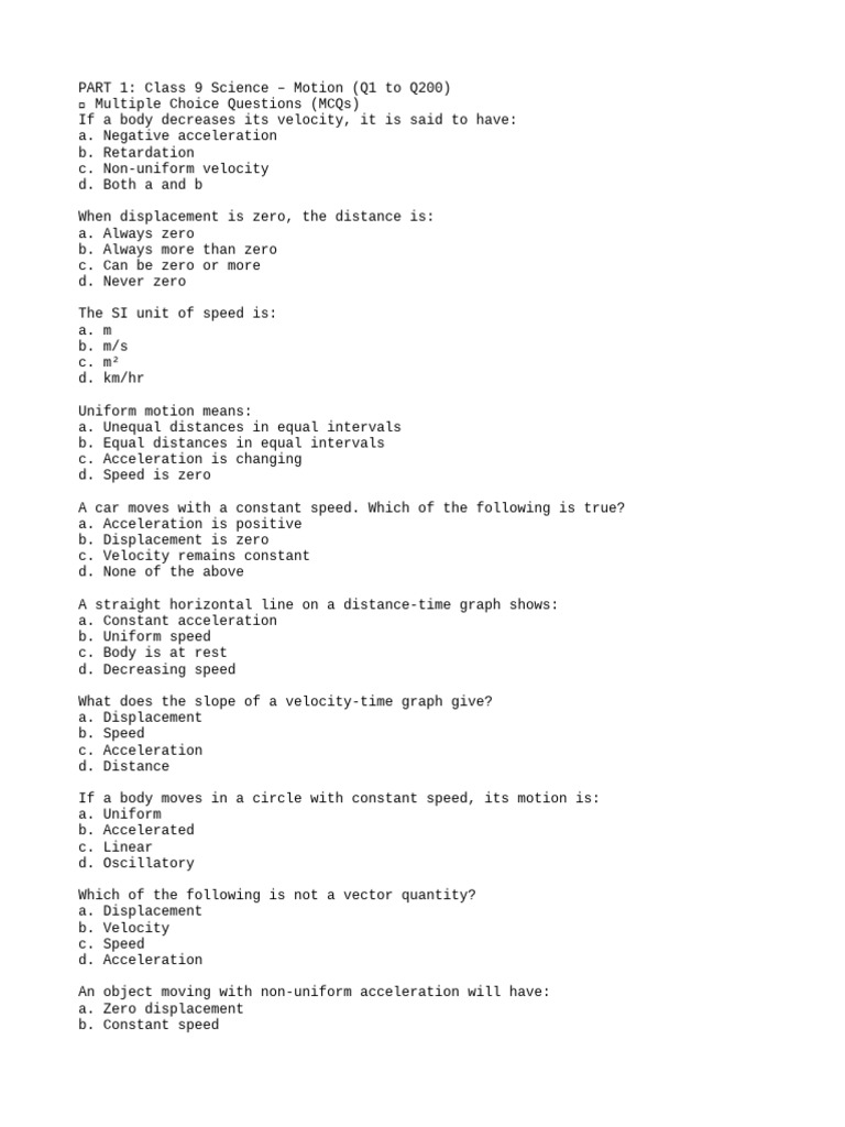 Motion Chapter of Science Class 9th. | PDF | Acceleration | Velocity