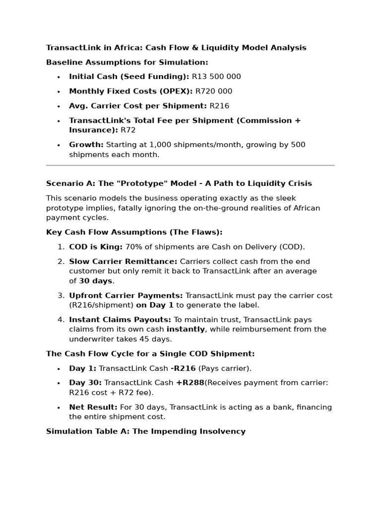 Cash Flow & Liquidity Model Analysis EOB TransactLink Final | PDF ...