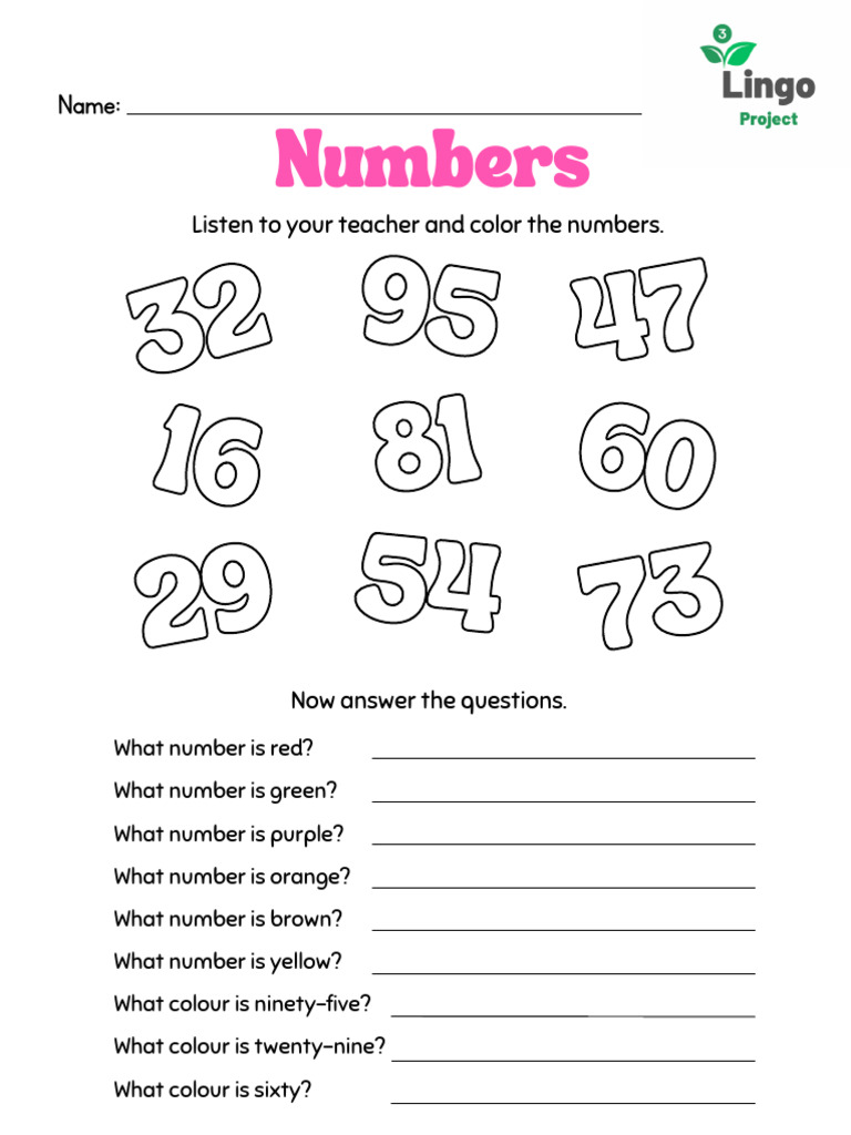 Color and Number Activities | PDF