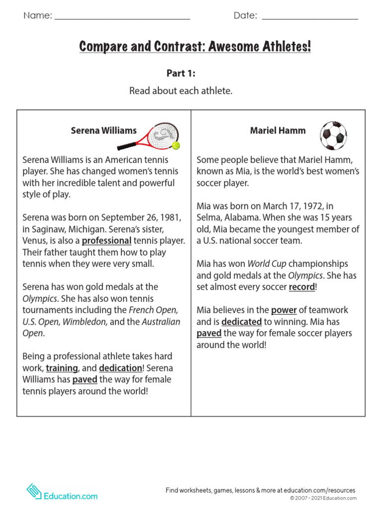 Compare Awesome Athletes: Serena & Mia | PDF | Serena Williams ...