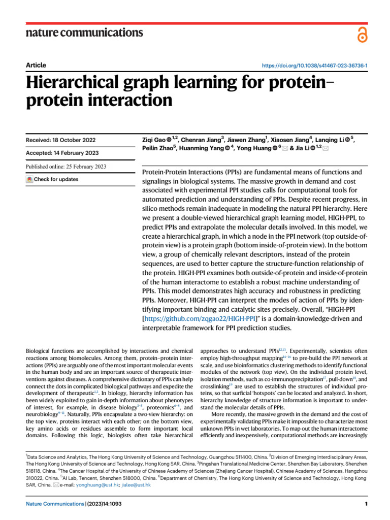 Hierarchical Graph Learning For Protein | PDF | Applied Mathematics