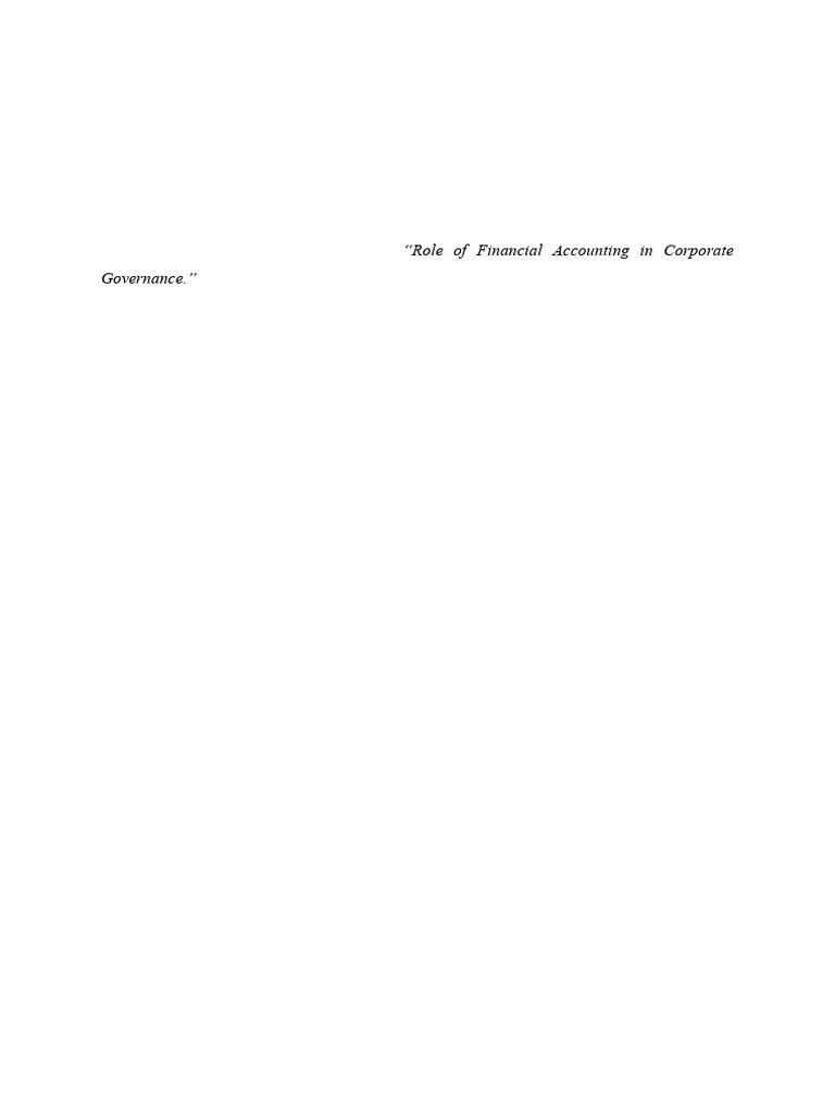 Financial Accounting's Role in Governance | PDF | Corporate Governance ...
