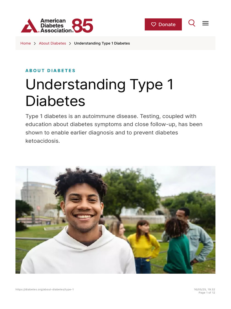 Understanding Type 1 Diabetes - ADA | PDF | Diabetes | Hyperglycemia