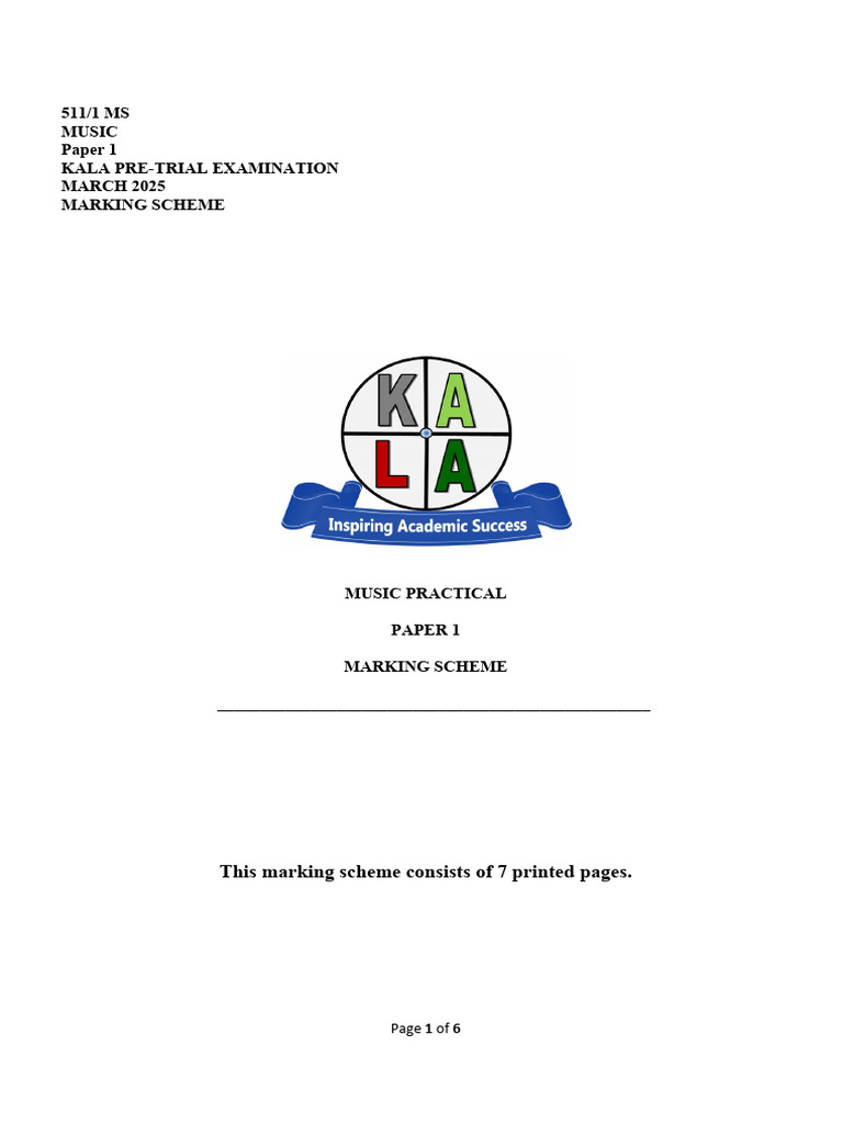 Music Practical Exam Marking Scheme | PDF | Rhythm | Musical Instruments