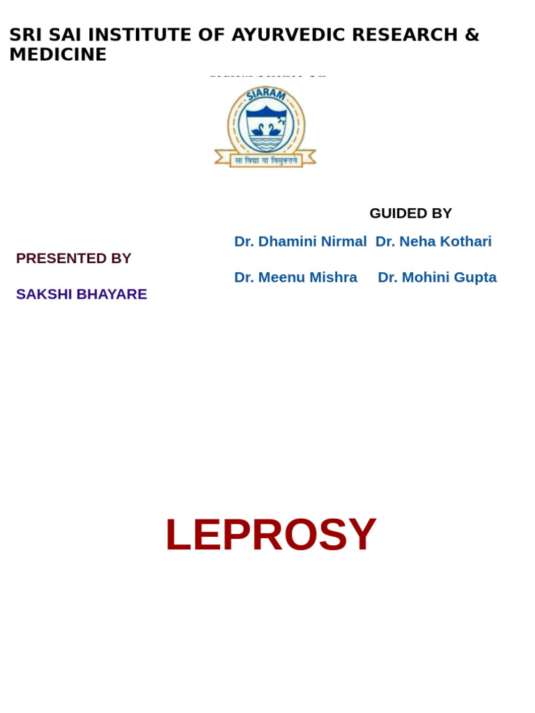 LEPROSY. Skin Chronic Disease (Kushth) | PDF | Leprosy | Human Diseases ...