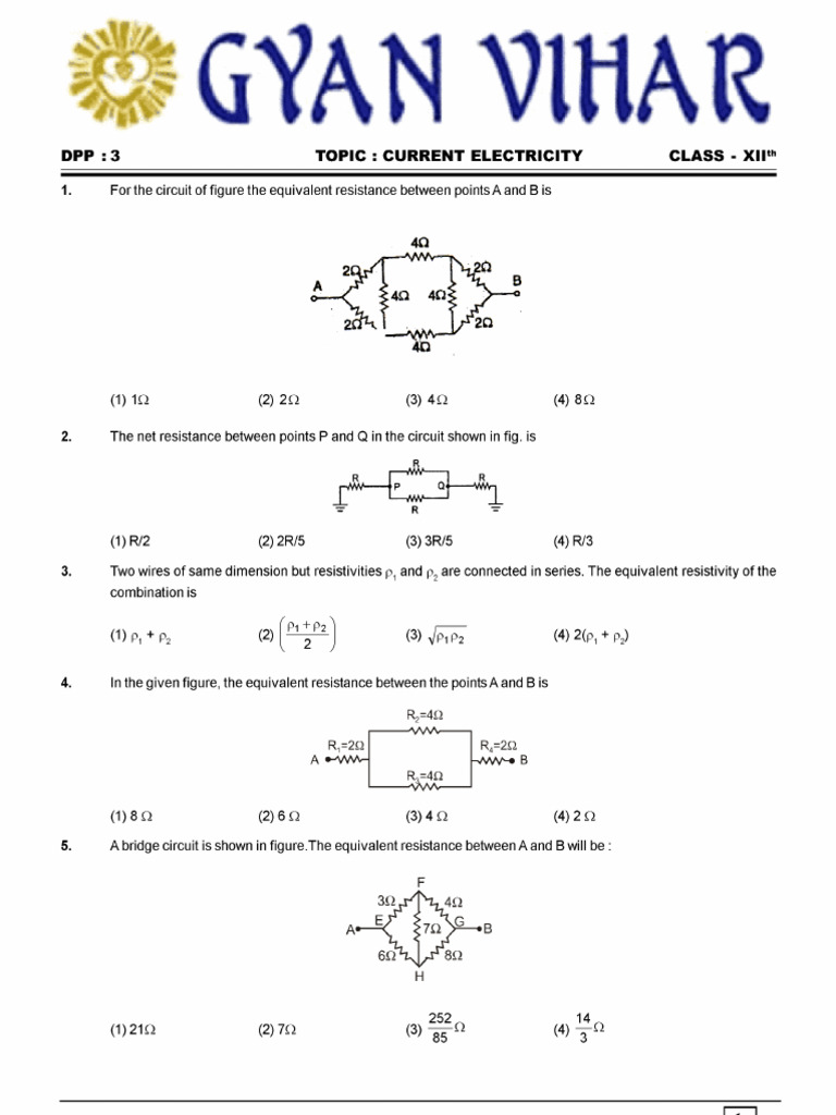 3 Current Electricity DPP-3 | PDF
