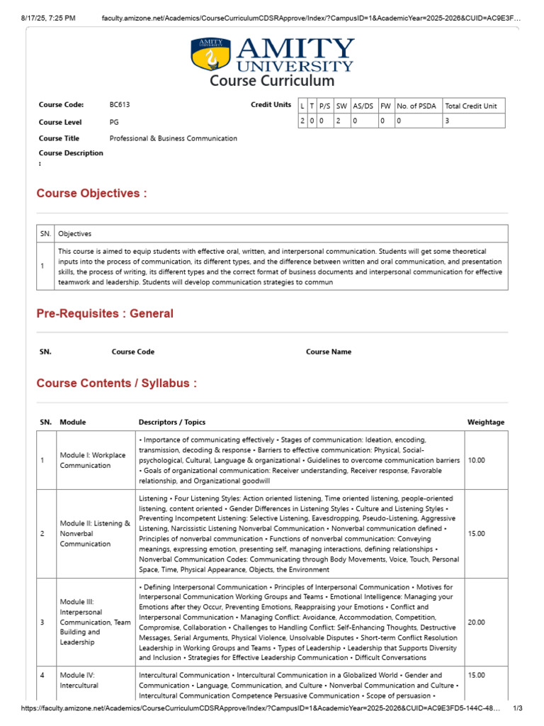 Professional Business Communication Course | PDF | Communication ...