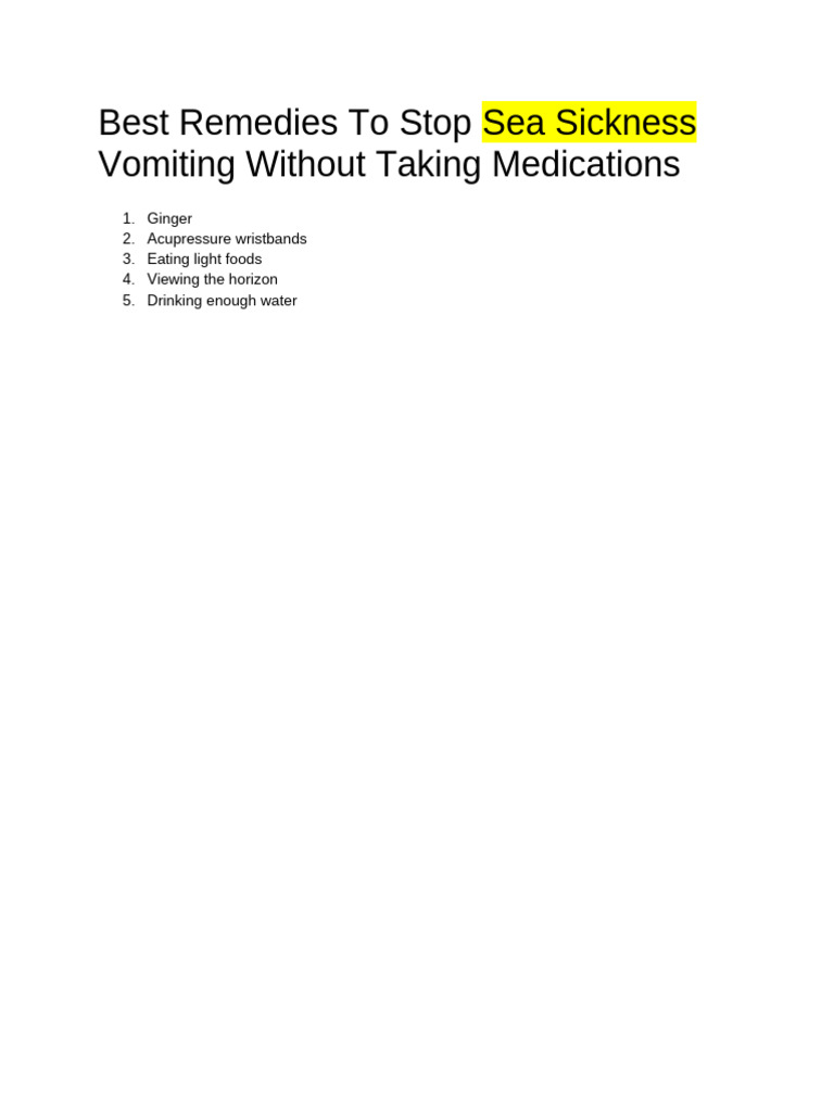 Best Remedies To Stop Sea Sickness Vomiting Without Taking Medications ...