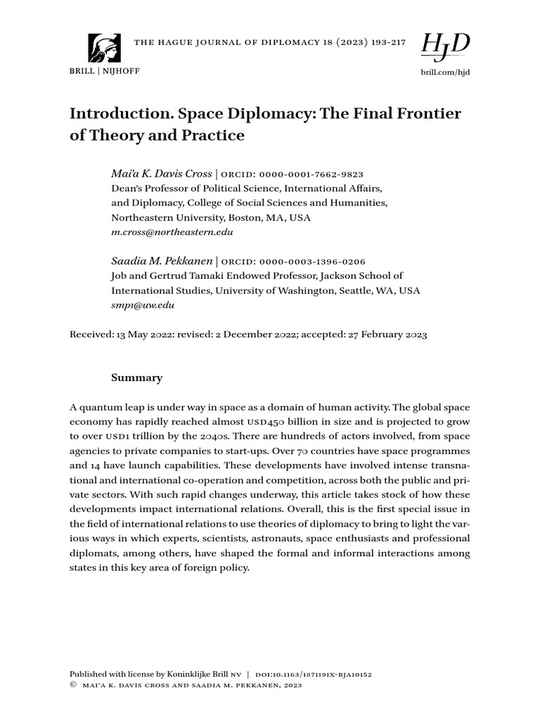 Understanding Space Diplomacy Today | PDF | Diplomacy | Science