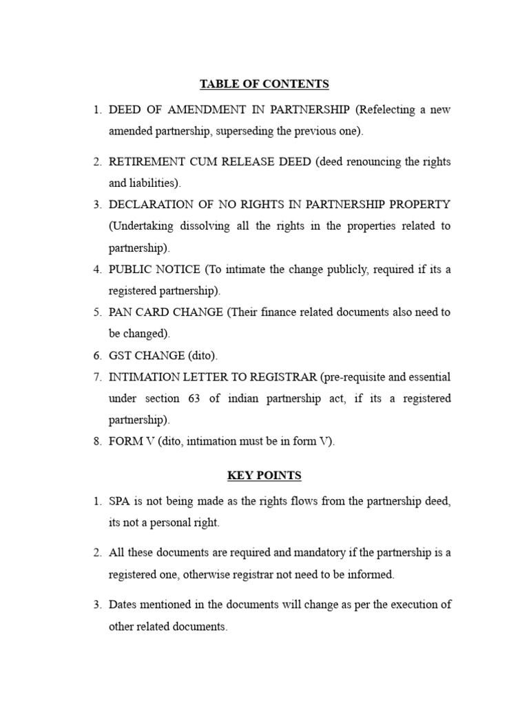 Partnership Amendment and Retirement Deeds | PDF | Partnership | Indemnity