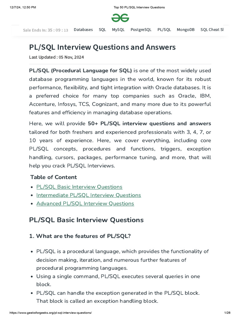 PL/SQL Interview Questions & Answers | PDF | Pl/Sql | Parameter (Computer Programming)
