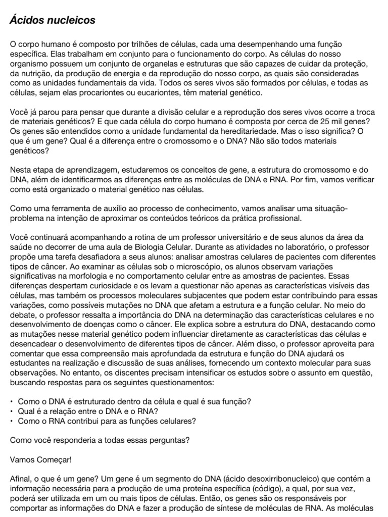 Estrutura e Função do DNA e RNA | PDF | RNA | Gene