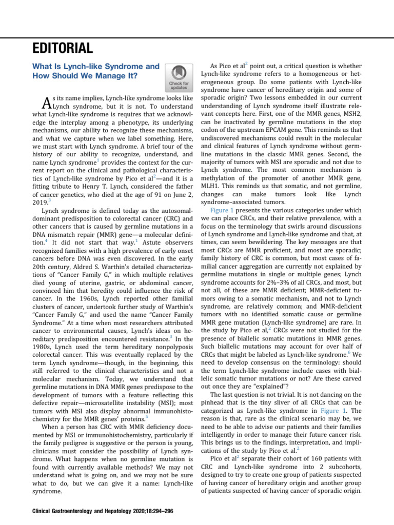 Understanding Lynch-like Syndrome | PDF | Colorectal Cancer | Cancer