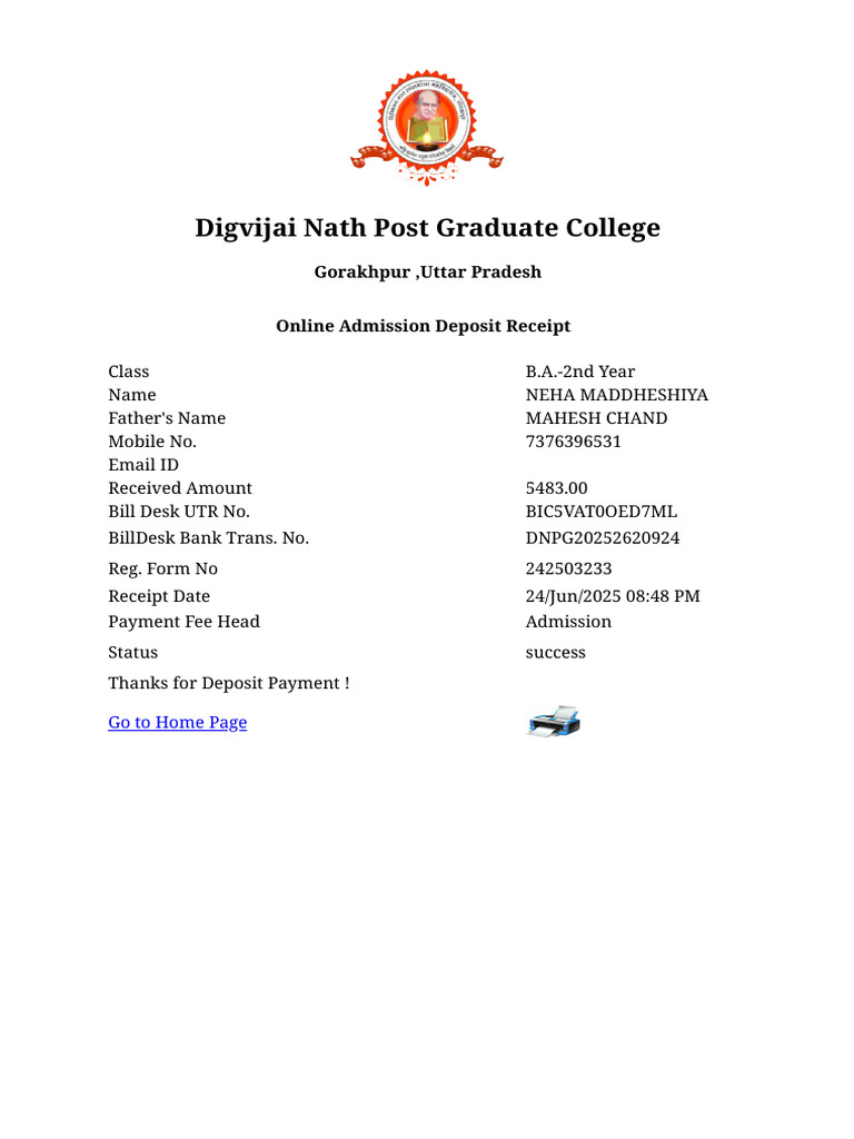 DNPG Reciept | PDF