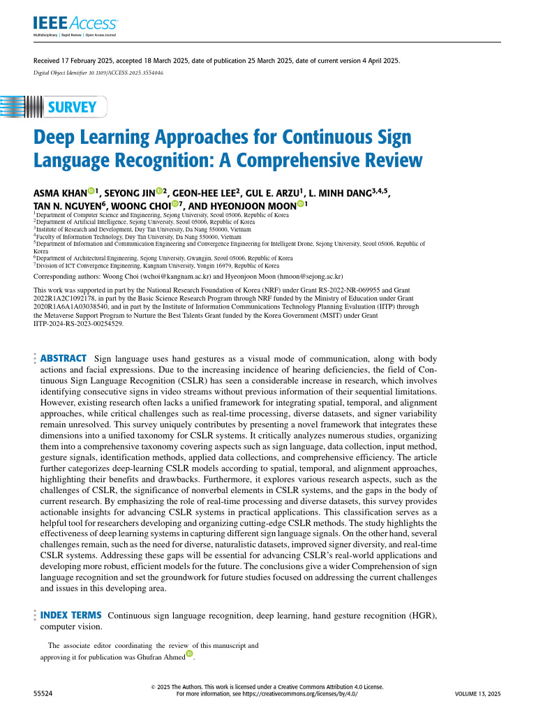 Deep Learning Approaches for Continuous Sign Language Recognition a Comprehensive Review | PDF ...