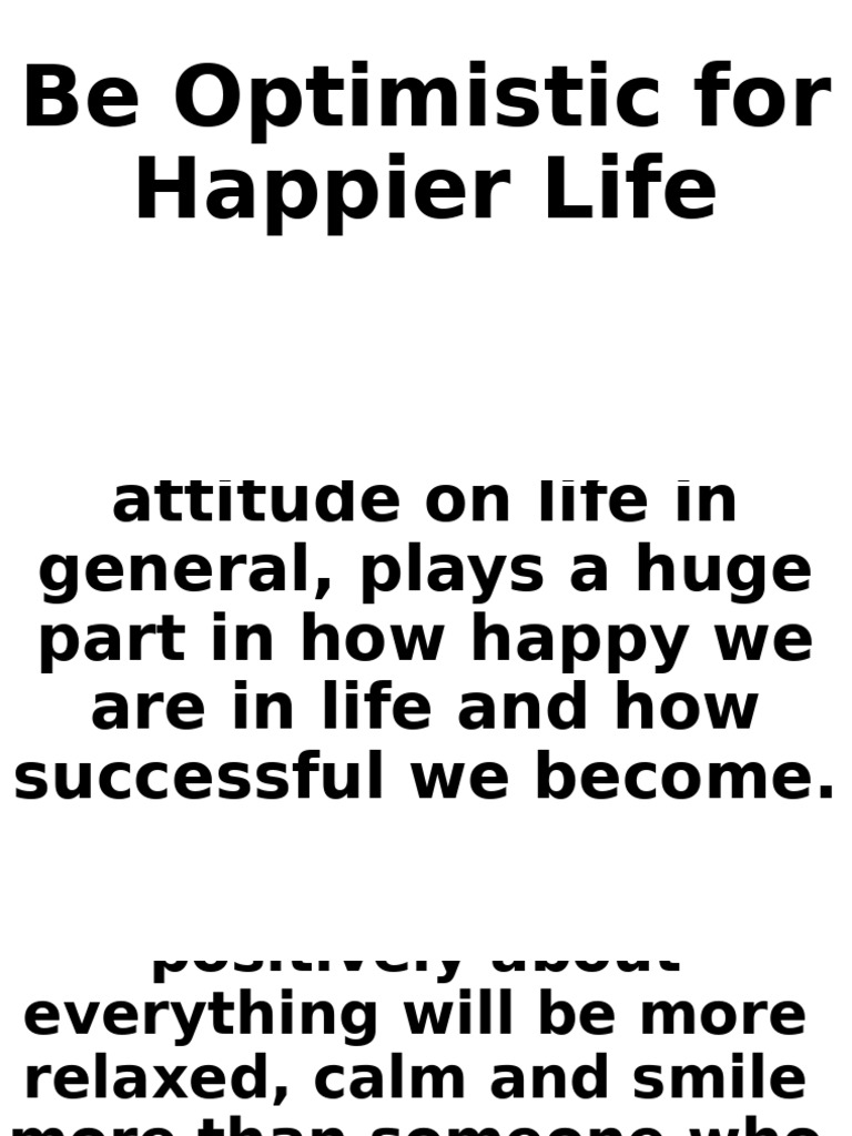 Cultivating an Optimistic Mindset | PDF | Psychological Concepts ...