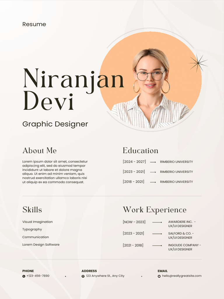 Beige and Black Simple Professional A4 Resume | PDF