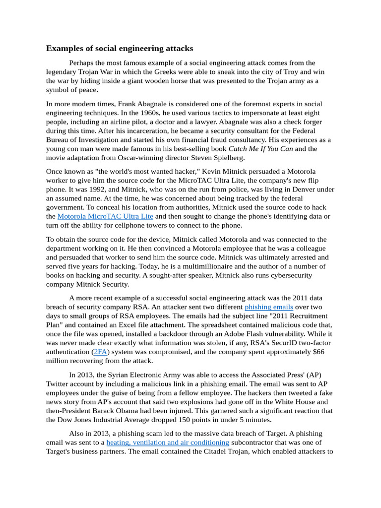 Notable Social Engineering Attacks | PDF | Phishing | Computer Security