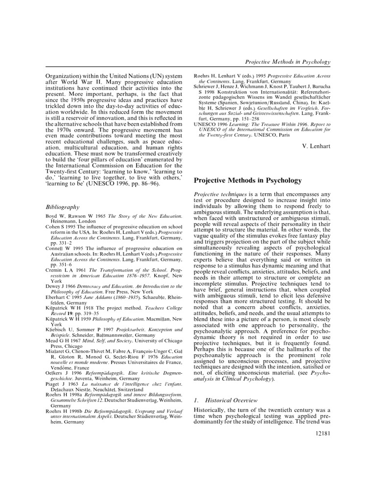 Projective Techniques in Psychology | PDF | Validity (Statistics) | Grammatical Number