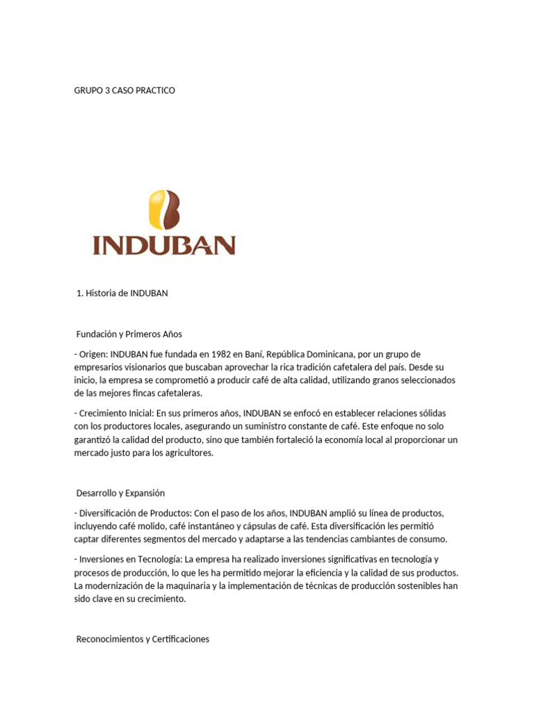 Historia y Estructura de INDUBAN | PDF | Business | Calidad (comercial)